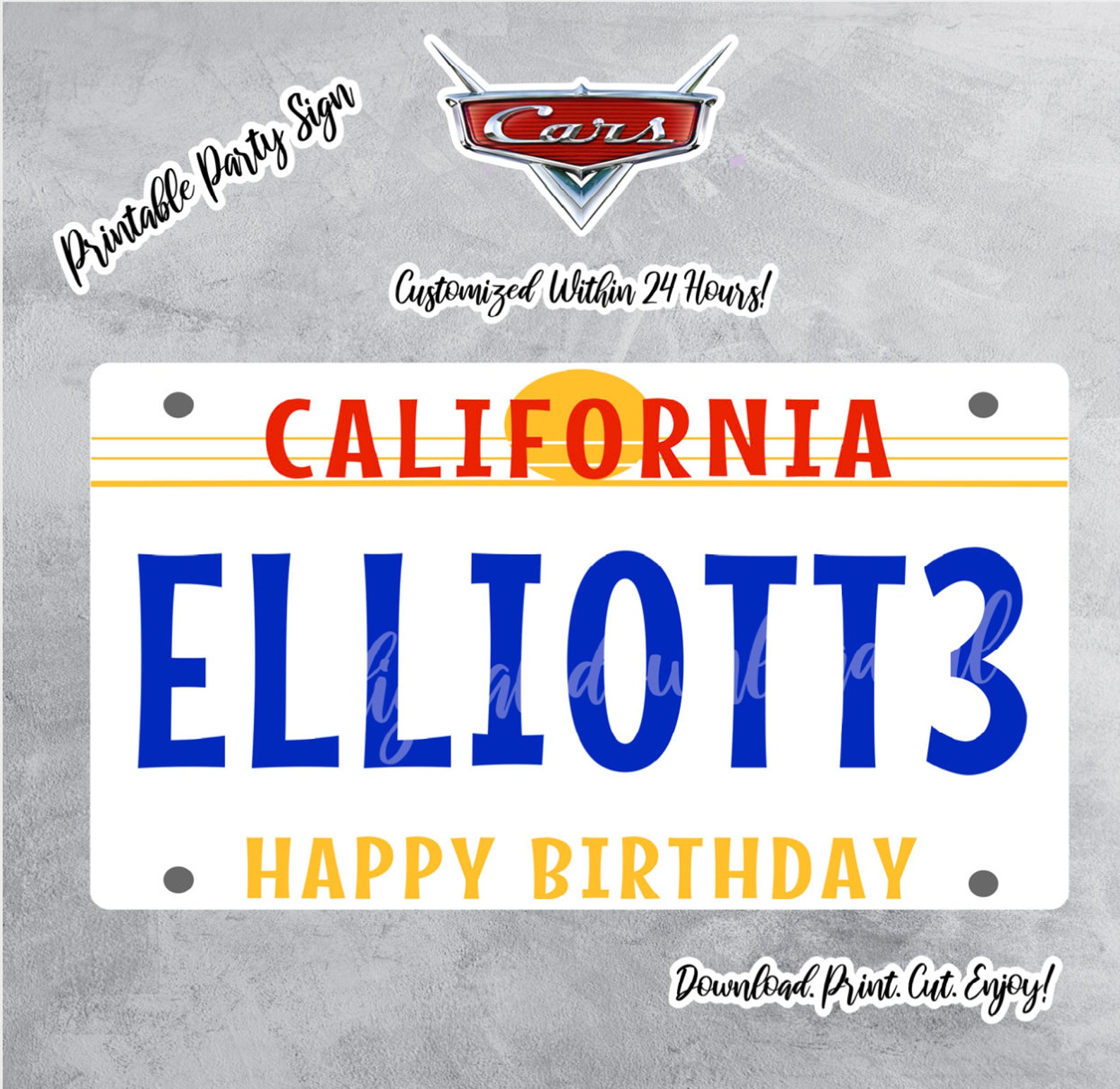 CARS Inspired License Plate Customized Cars Party Custom | Etsy