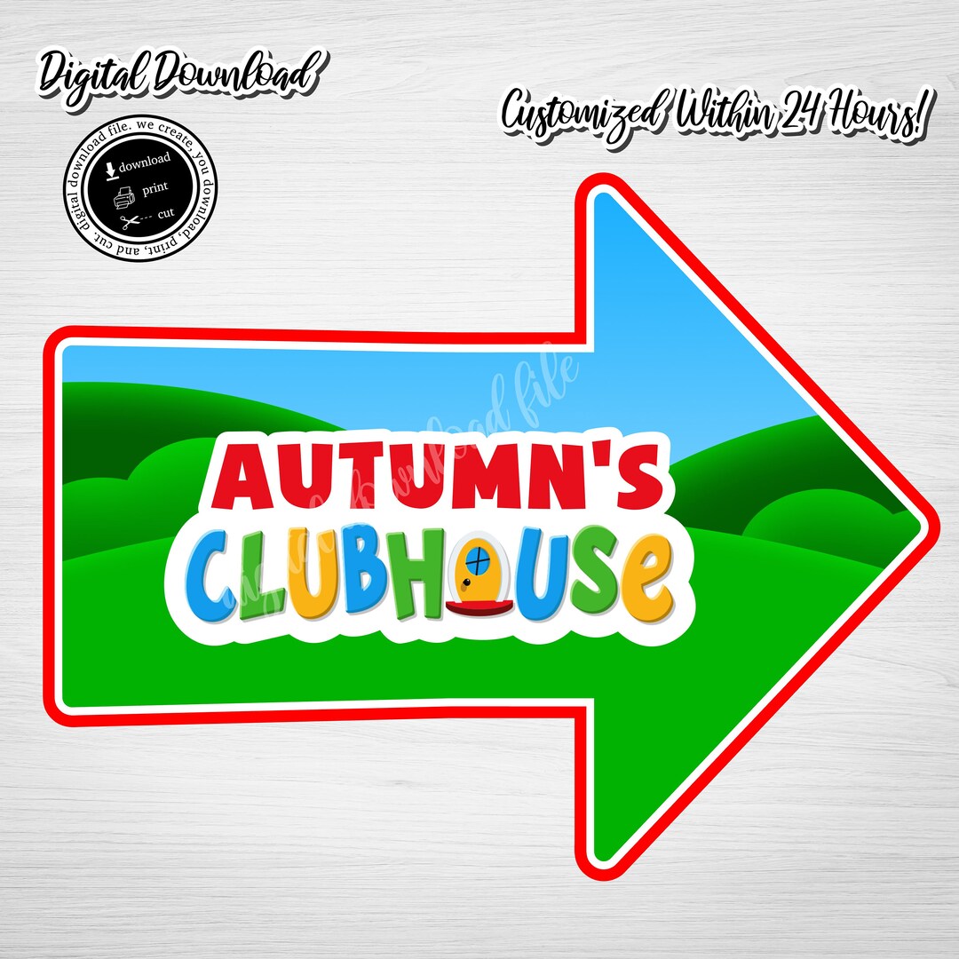 Custom Mickey Clubhouse Arrow Sign: Printable Party Decor (digital ...