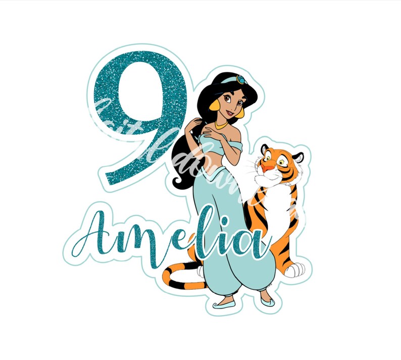 Custom Princess Jasmine Cake Topper: Birthday Party Decor (digital ...