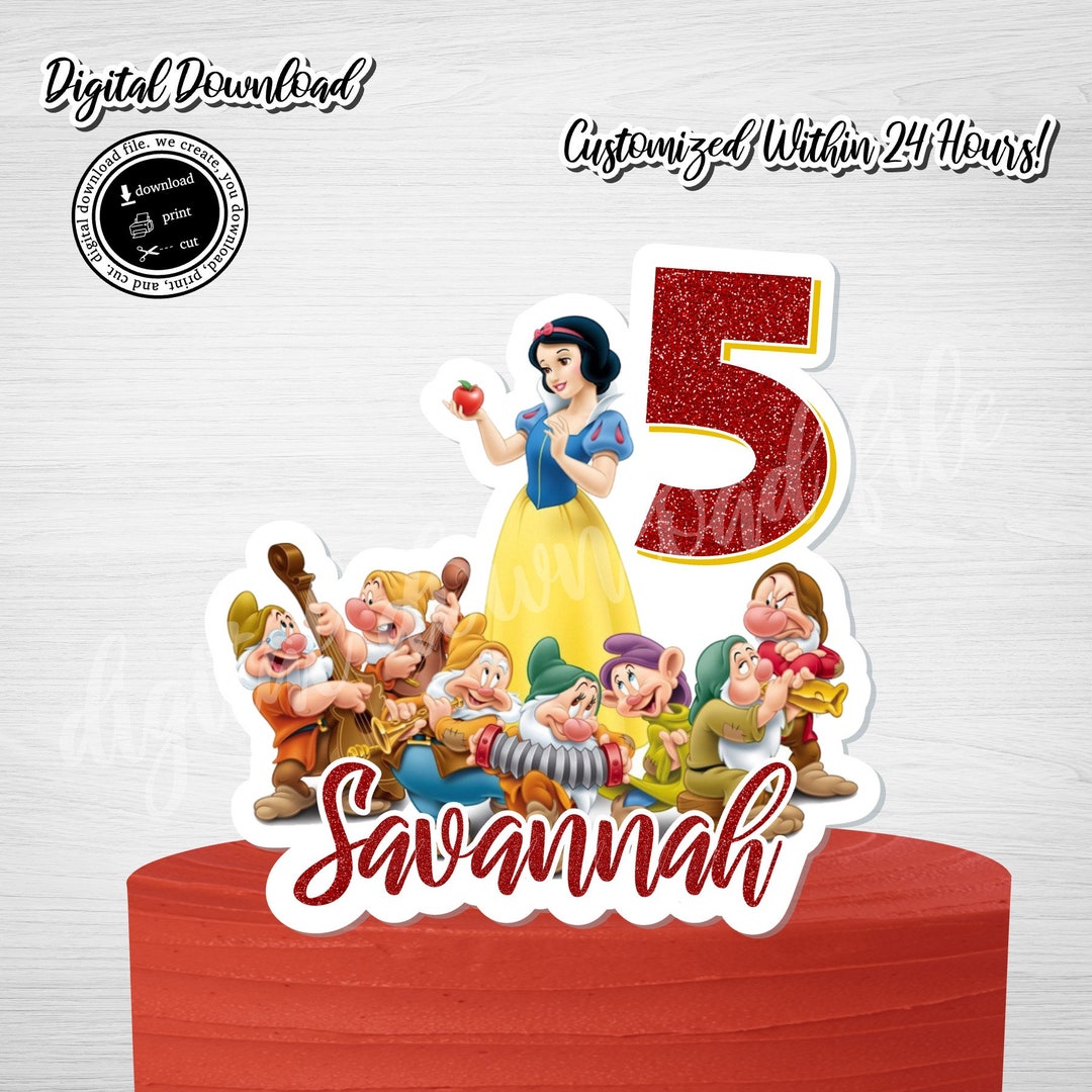 Printable SNOW WHITE Cake Topper,printable Cake Topper Snow White, 7 ...