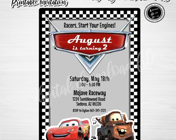 CARS Birthday Invitation Printable, Cars Invite, Birthday Invitation ...