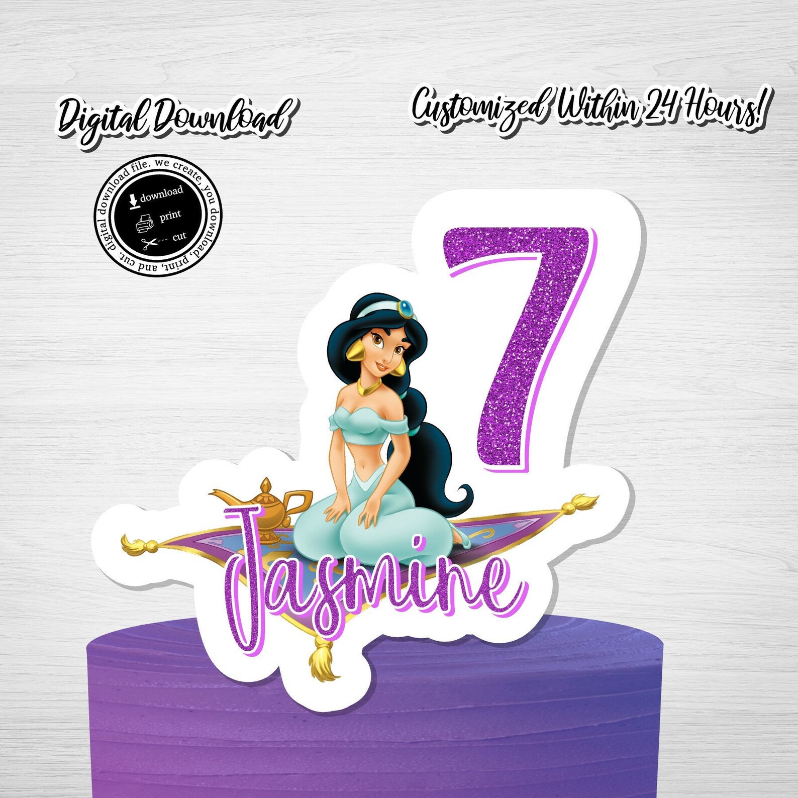 PRINCESS JASMINE Cake Topper Jasmin Cake Topper Printable - Etsy