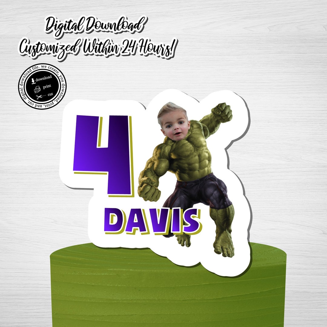 Customized Photo INCREDIBLE HULK Inspired Cake Topper, Incredible Hulk ...