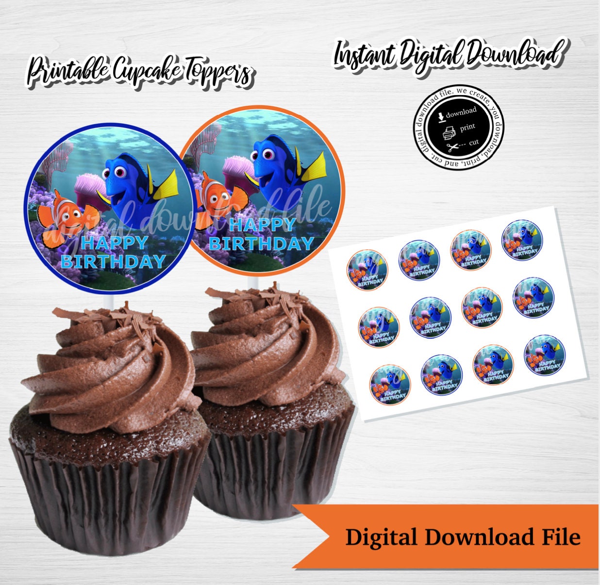 FINDING DORY Cupcake Toppers Dory Cupcaketoppers Finding - Etsy
