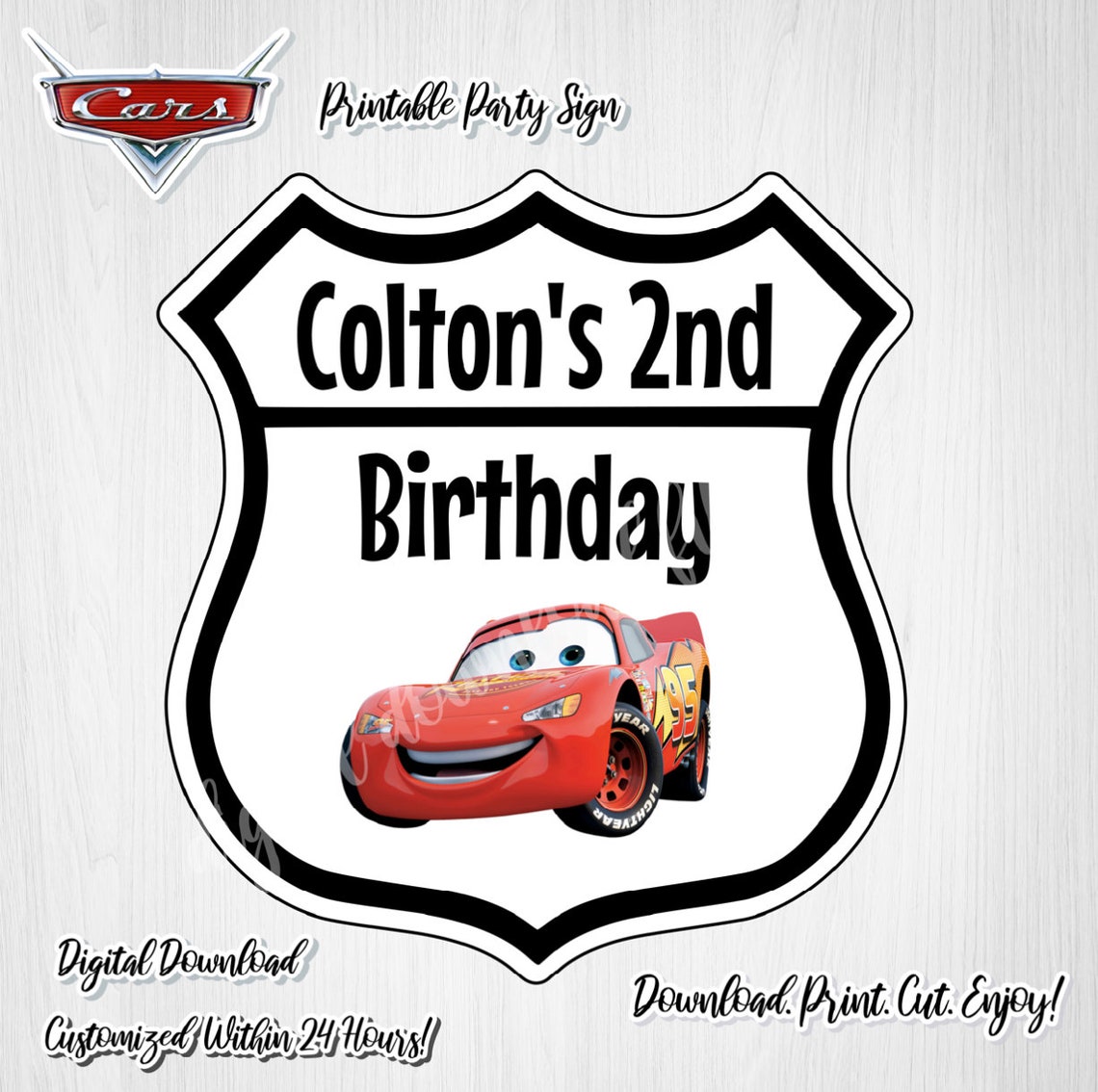 Printable LIGHTNING MCQUEEN Customized Birthday Sign Cars - Etsy
