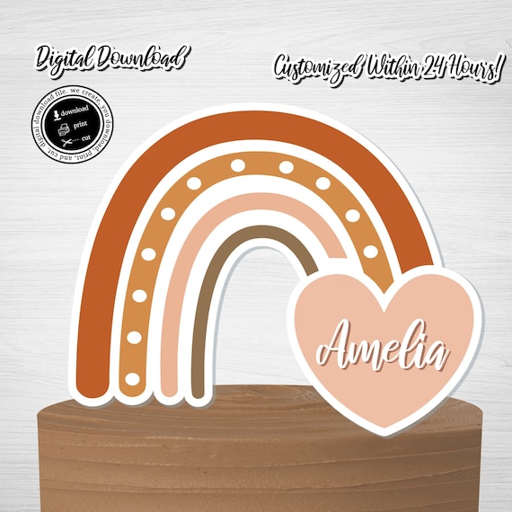 Printable BOHO RAINBOW Cake Topper Rainbow Cake Topper Muted | Etsy