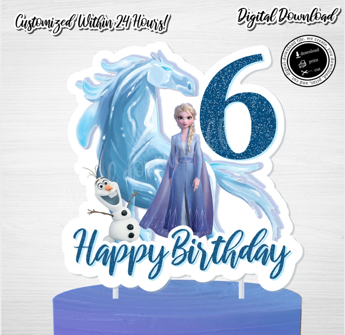 Frozen 2 Cake Topper: Elsa, Nokk, 6th Birthday (digital Download) - Etsy