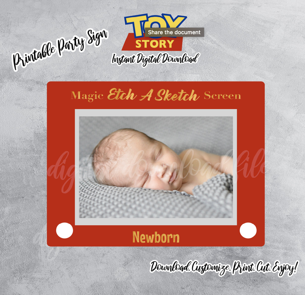 Toy Story 1st Birthday Photo Banner: Etch A Sketch Theme (digital ...