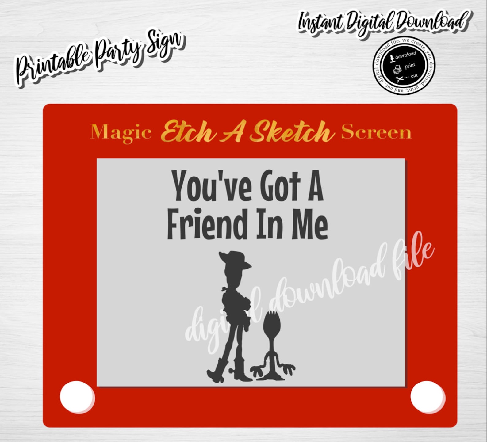 Toy Story Etch A Sketch Sign: "friend in Me" Printable (digital ...