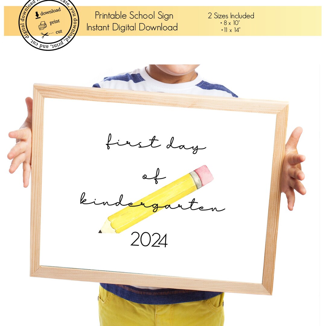 Printable KINDERGARTEN Sign, 1st Day Printable Kindergarten ...