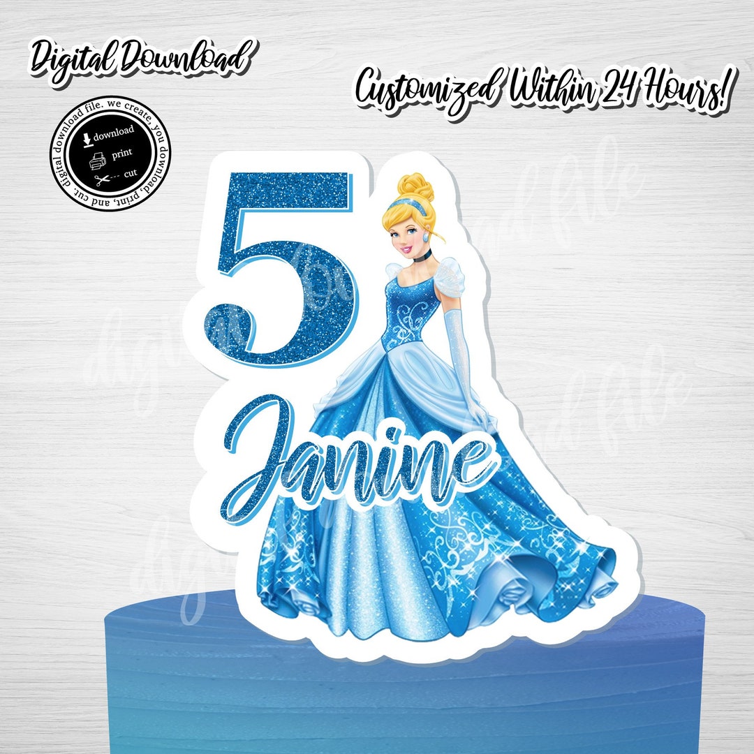 CINDERELLA Cake Topper, Printable Cinderella Cake Topper, Cinderella ...