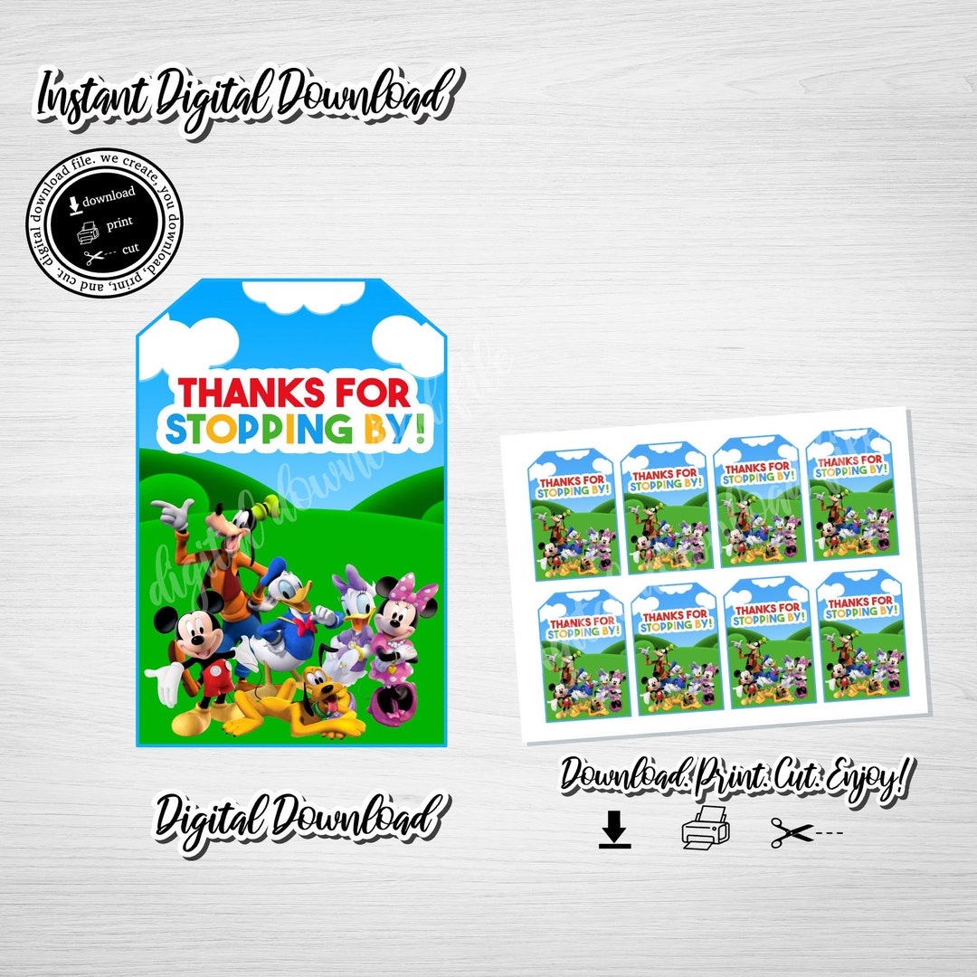 MICKEY Birthday Party Favor Tags, Mickey MOUSE Gift Tags, Mickey Mouse ...