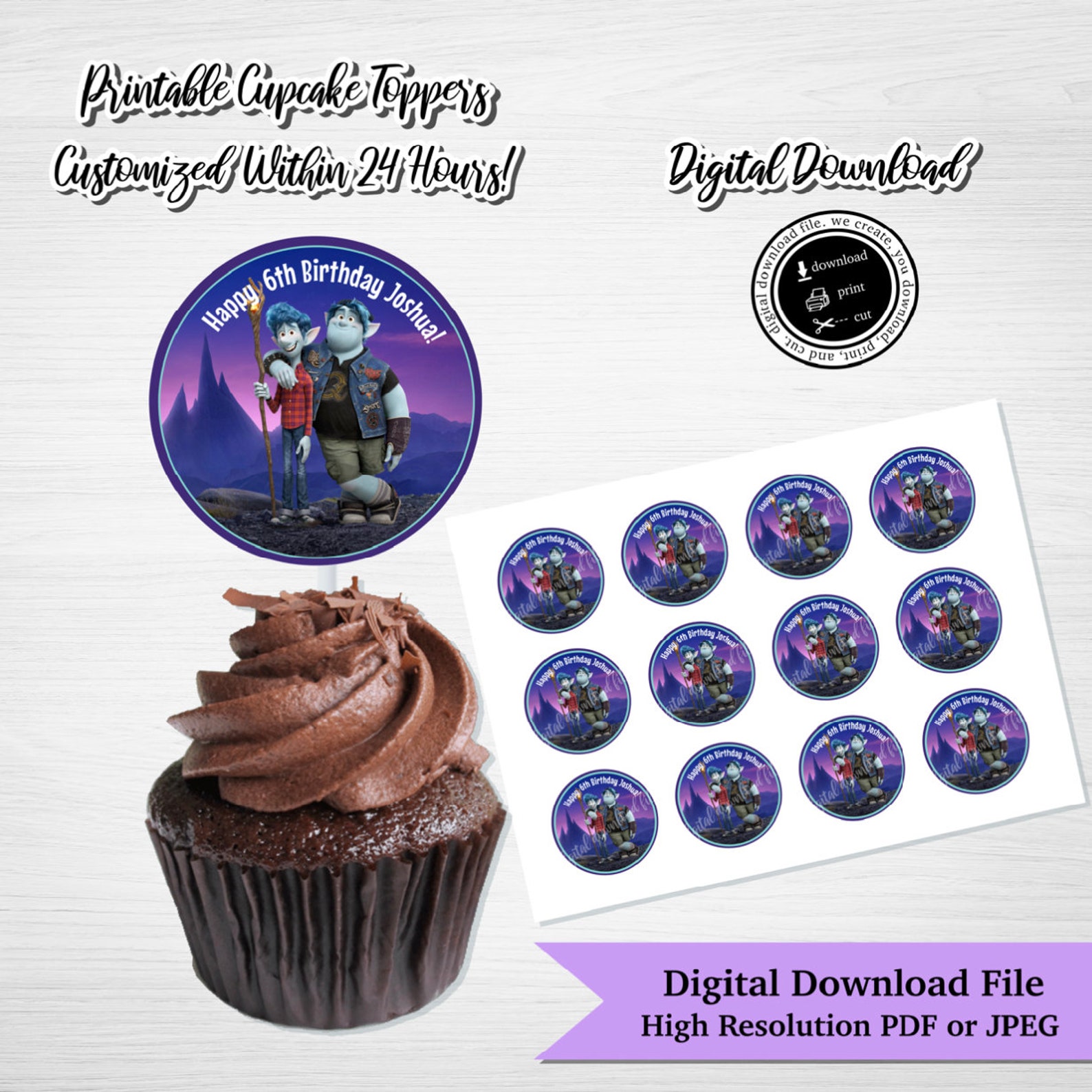ONWARD Cupcake Toppers, Custom Onward Cupcake, Onward Cake Topper ...
