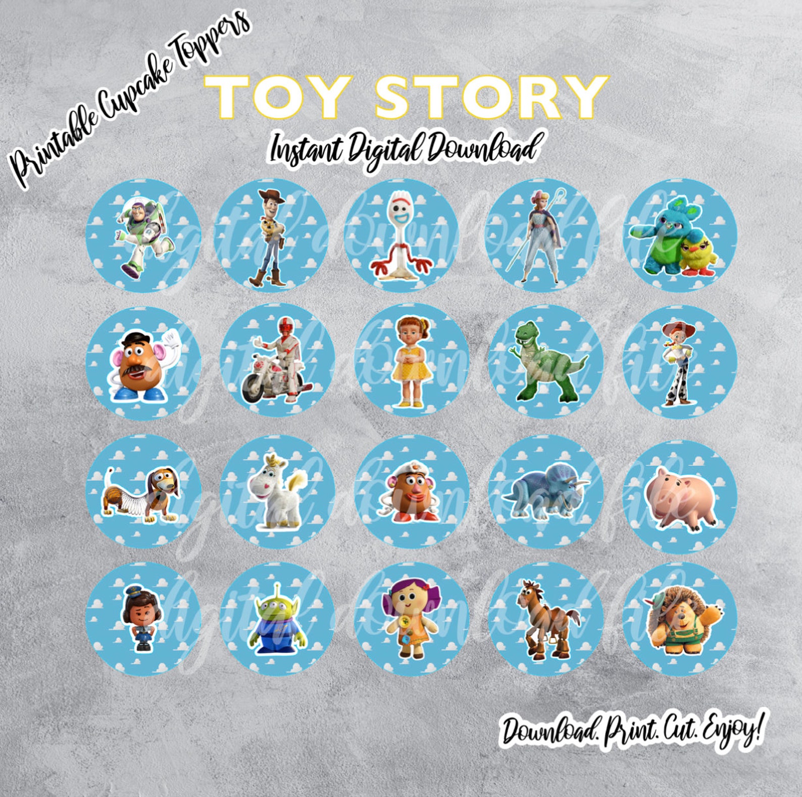 TOY STORY 4 Cupcake Toppers Digital Download Printable | Etsy