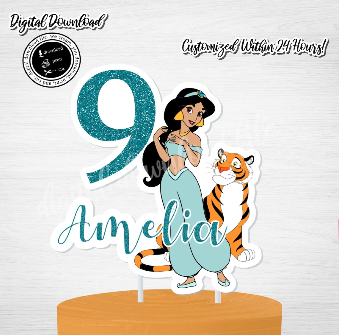 PRINCESS JASMINE Cake Topperprincess Jasmin Jasmine Cake - Etsy