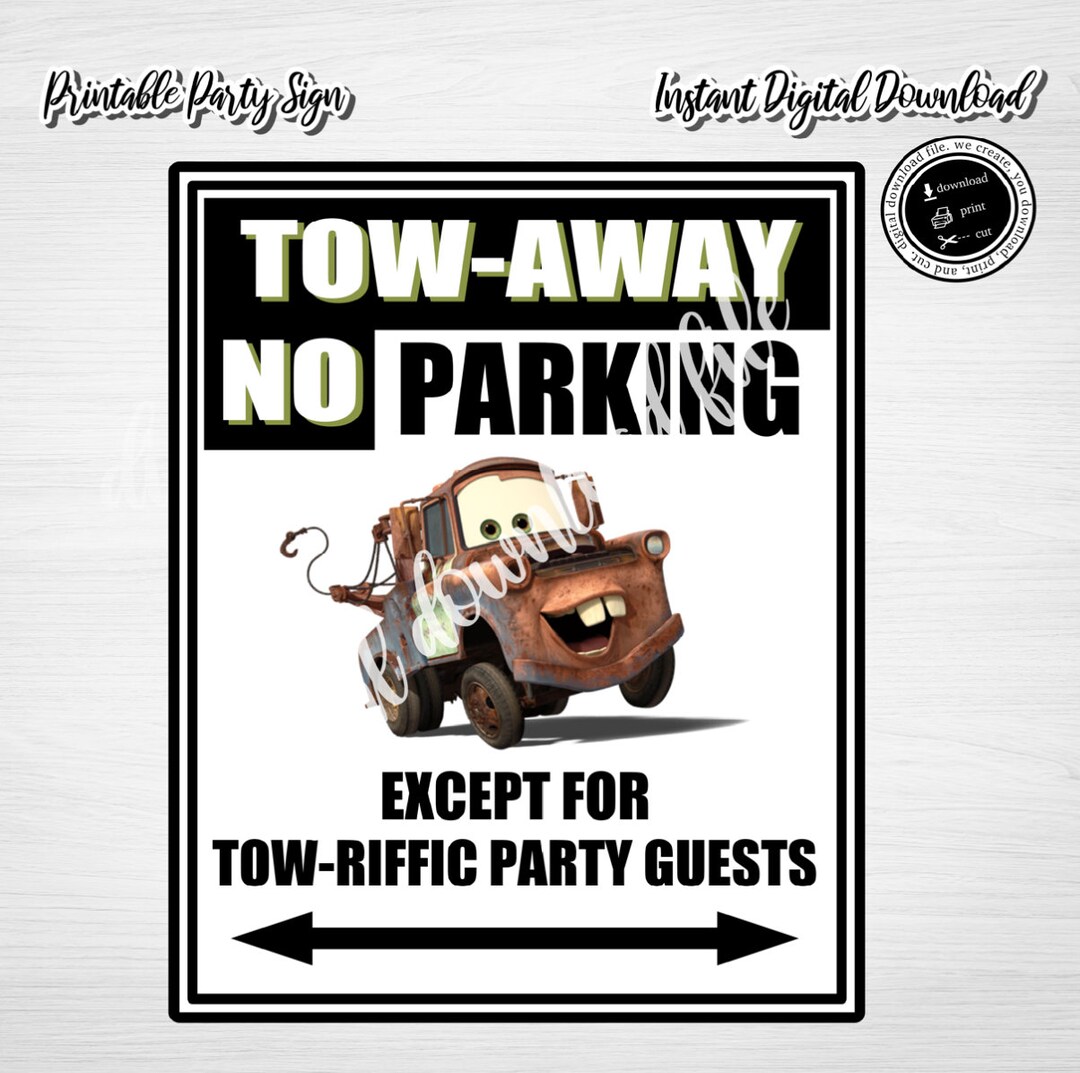 CARS Towing Sign, CARS Party Decorations, Cars Party Sign, Racecar ...
