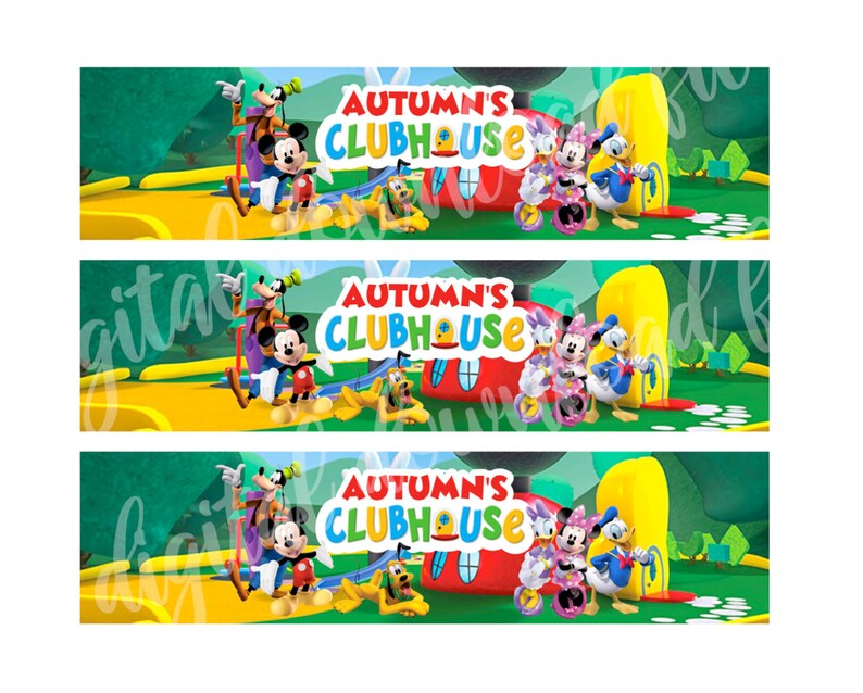 Printable MICKEY MOUSE Clubhouse Water Bottle Label Custom | Etsy