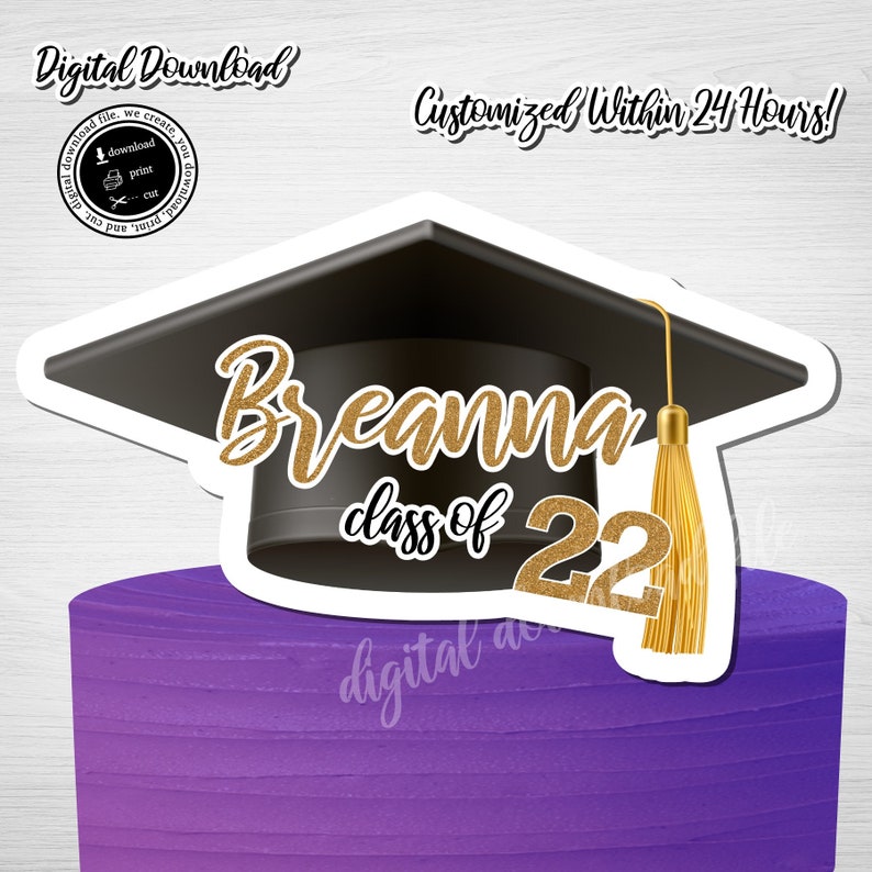 GRADUATION Cake Topper Custom Grad Hat Topper Class of 2022 | Etsy