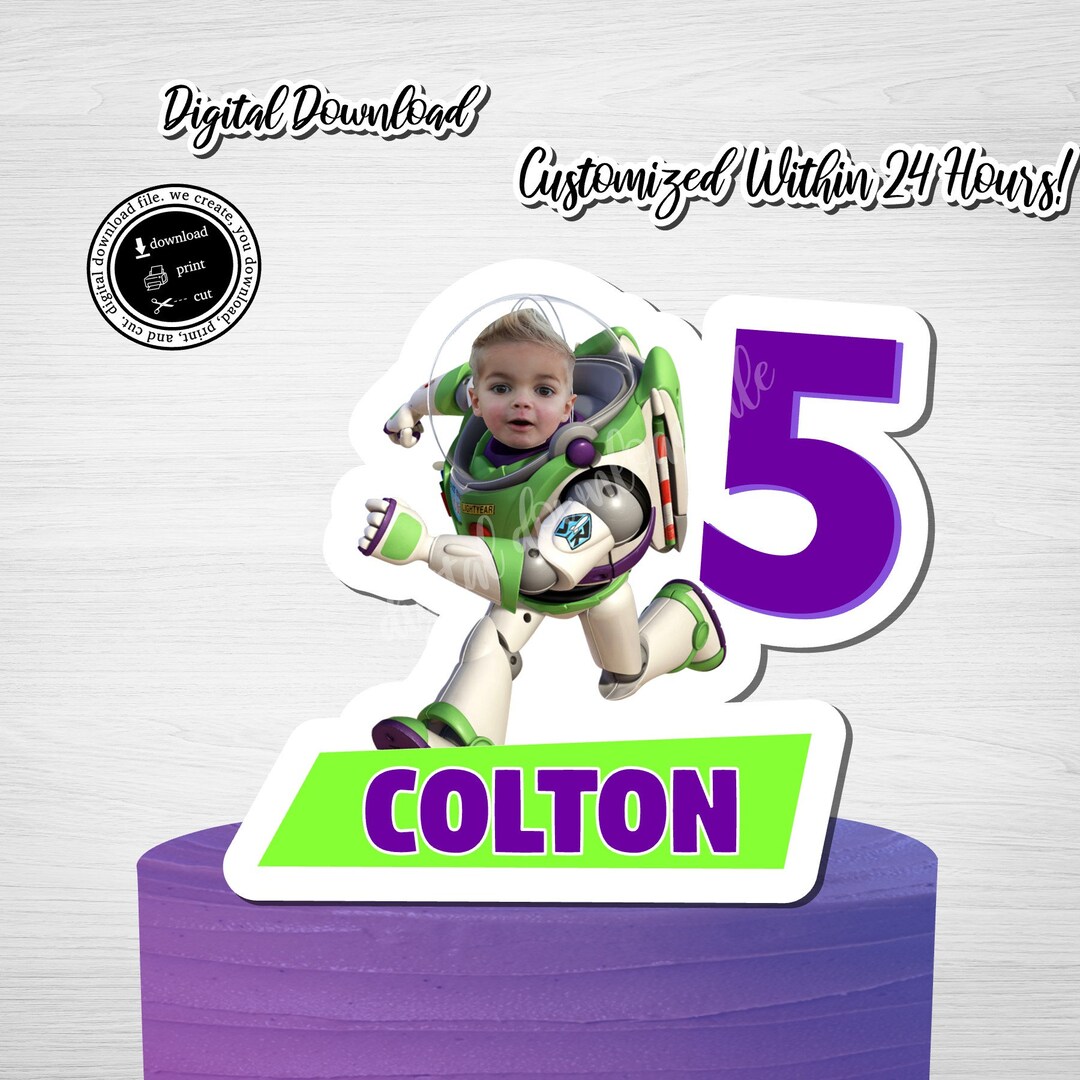 Customized Photo BUZZ LIGHTYEAR Cake Topper, Photo Cake Topper Buzz ...