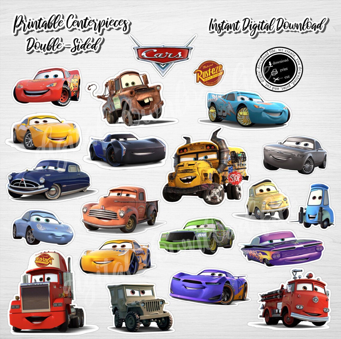 CARS Centerpiece Cars Digital Download Cars Printable Cars - Etsy