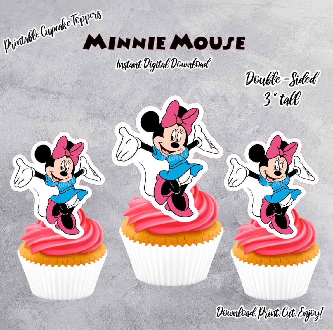 Minnie Mouse Cupcake Toppers Minnie Mouse Cupcake Toppers | Etsy