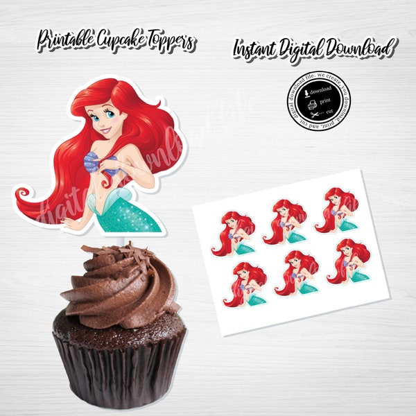 Ariel Cupcake Toppers - Etsy