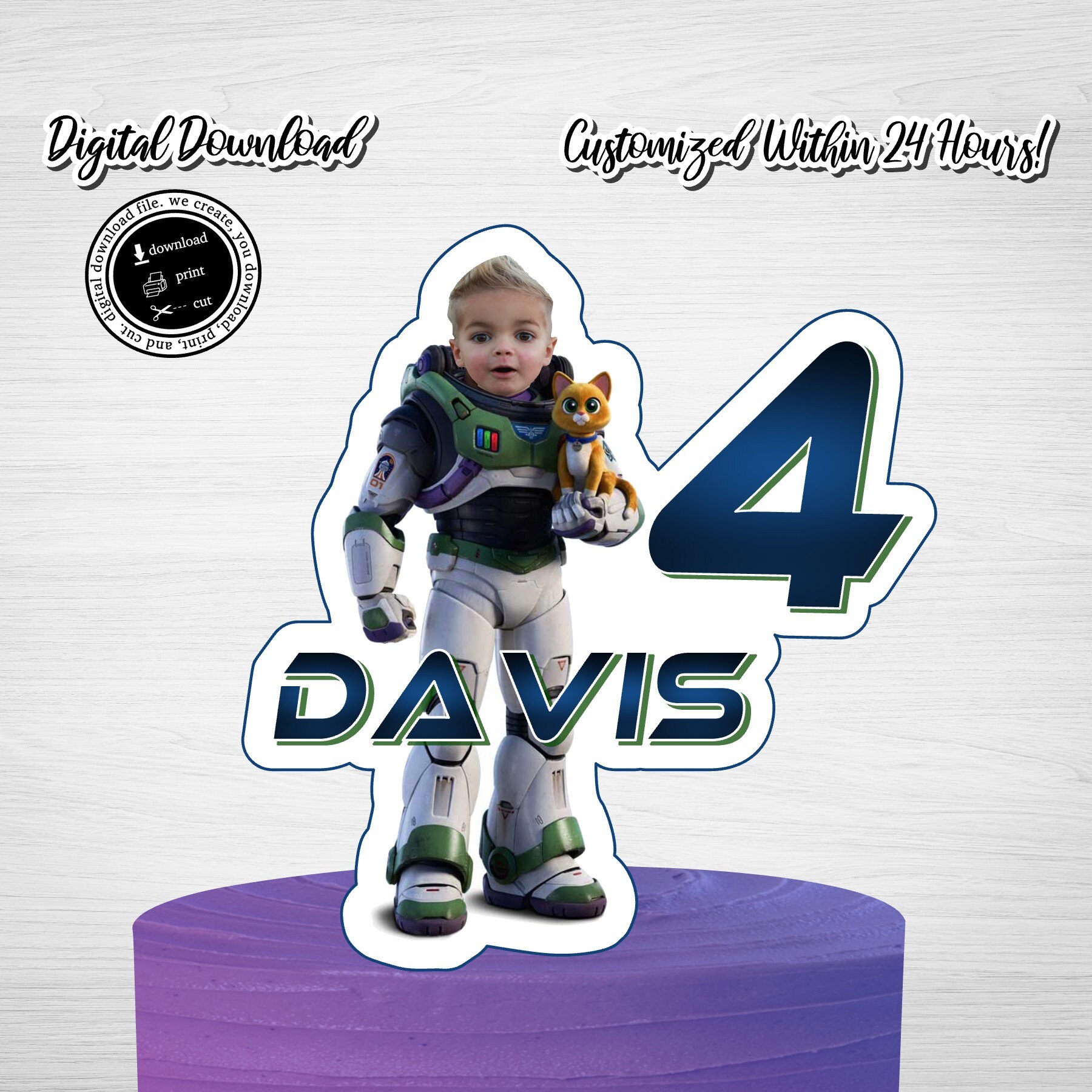 Custom Photo Lightyear Cake Topper: Birthday Party Decor (digital ...