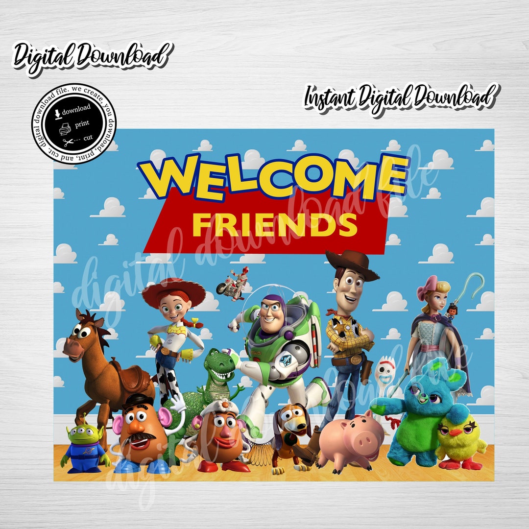 Printable TOY STORY Welcome Sign Topper, Toy Story Sign, Toy Story ...