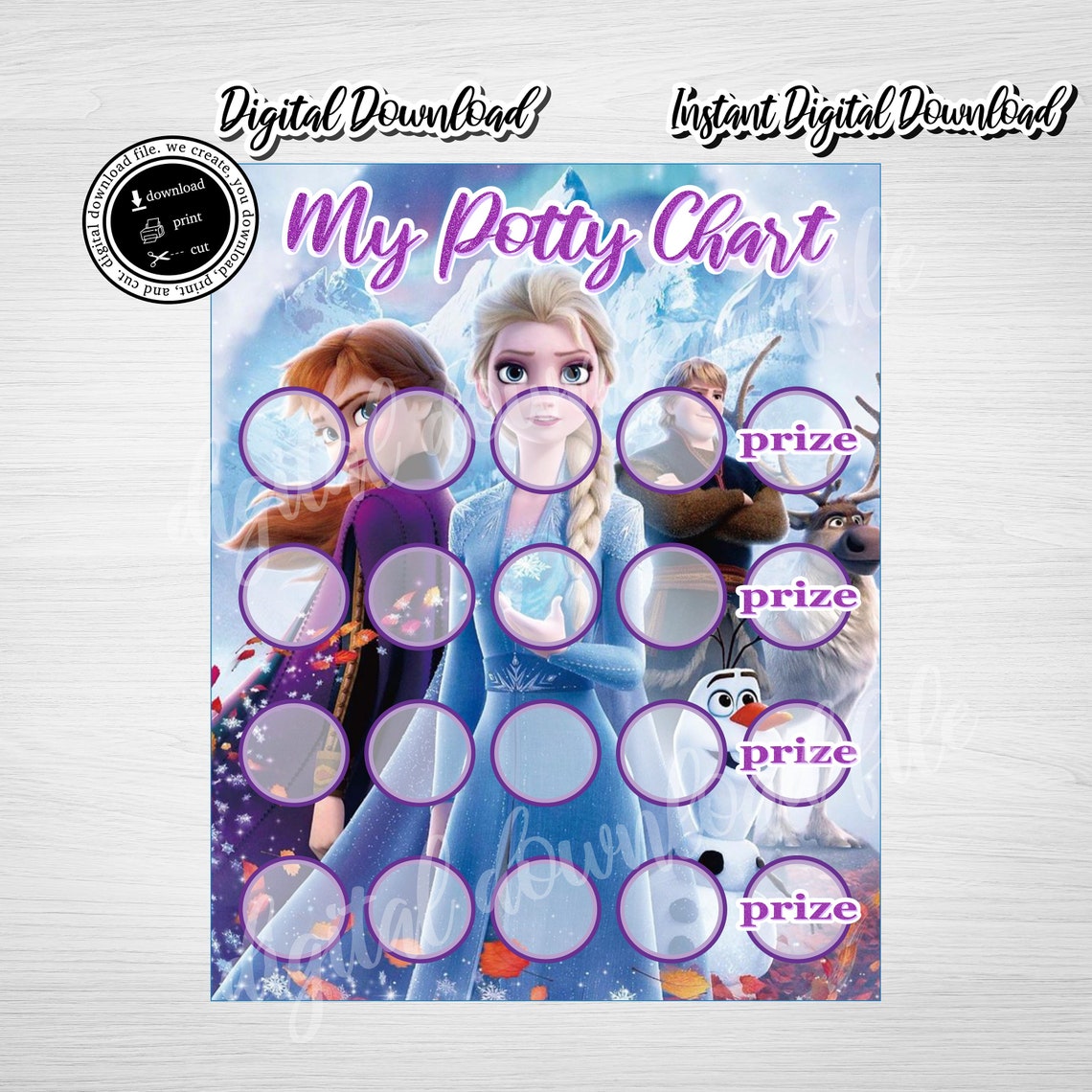 Printable FROZEN Potty Chart Potty Training Chart Frozen - Etsy