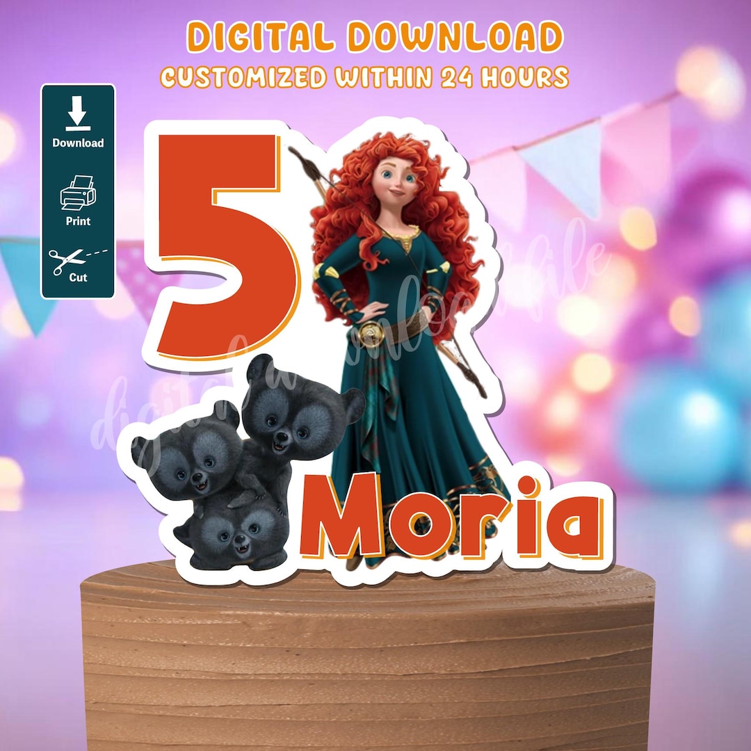 Princess Merida Cake Topper: Brave Birthday Party (digital Download) - Etsy