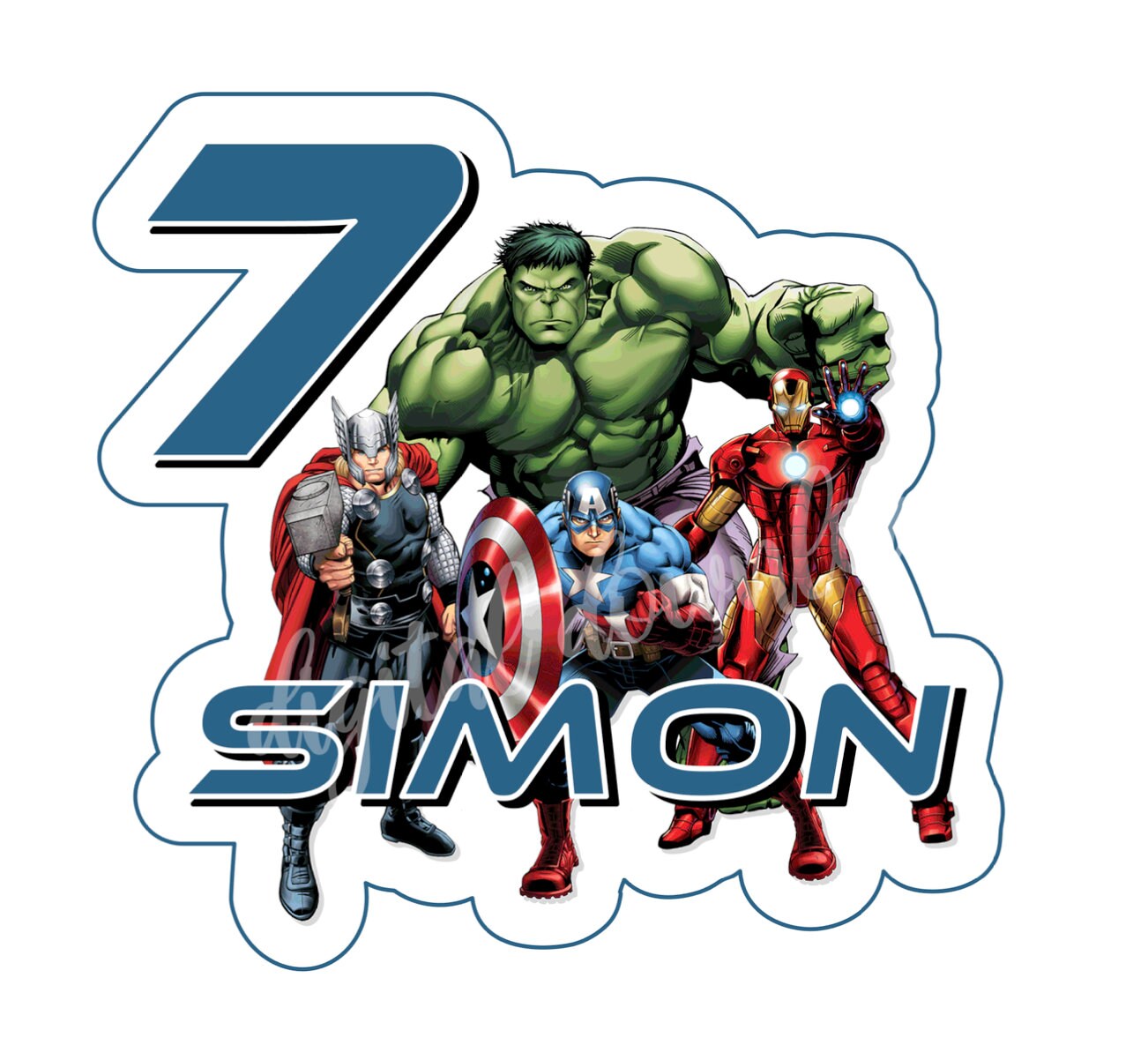 Avengers Birthday Cake Topper: Personalized Superhero Party (digital ...
