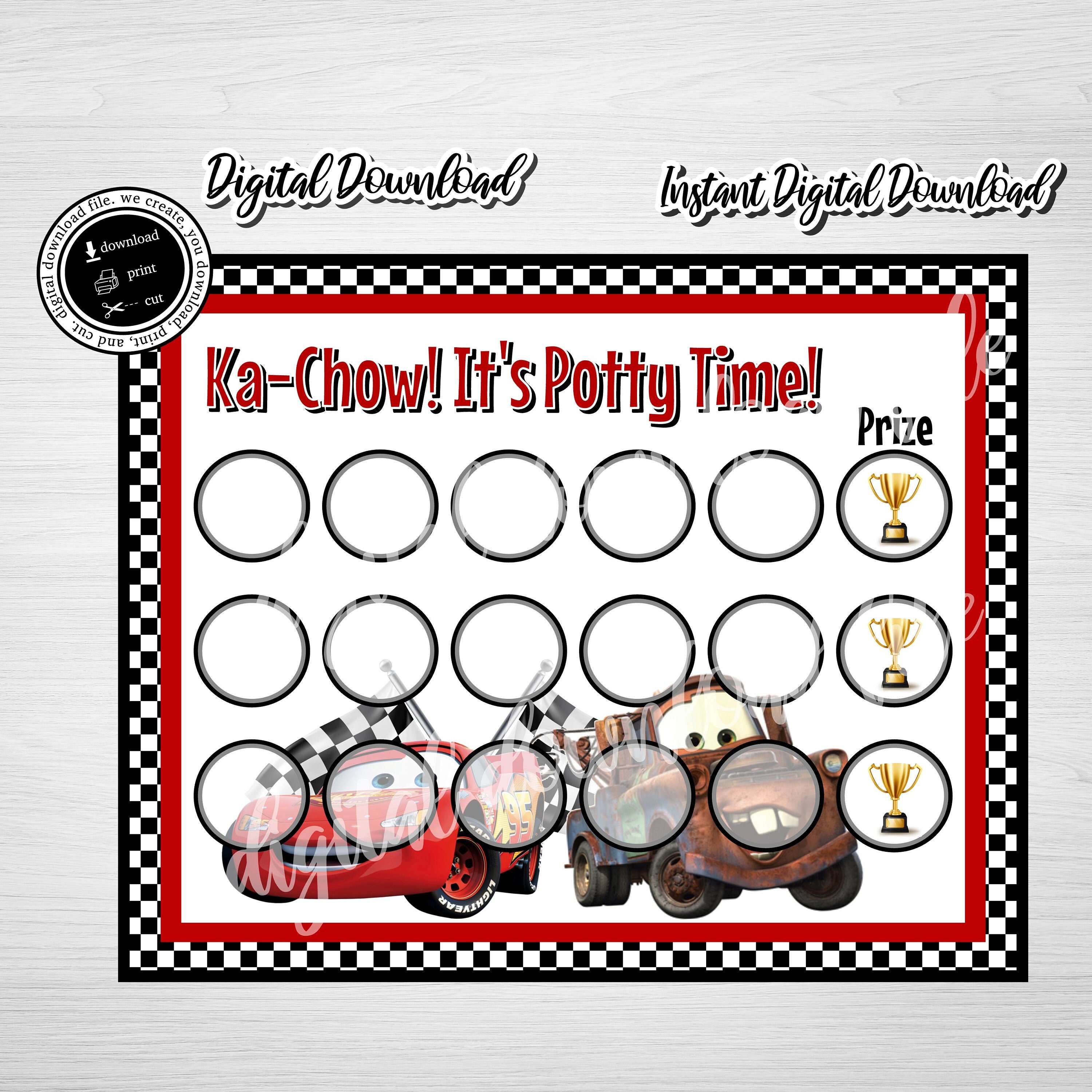 Printable CARS POTTY Chart Sign Racing Cars Potty Chart Cars - Etsy ...