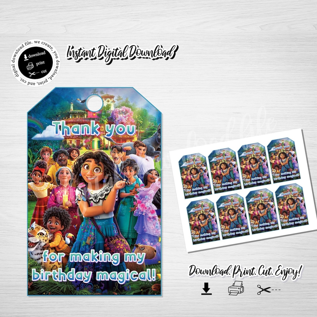 Printable ENCANTO Thank You Tags, Encanto Favor Tags, Encanto Thank You ...