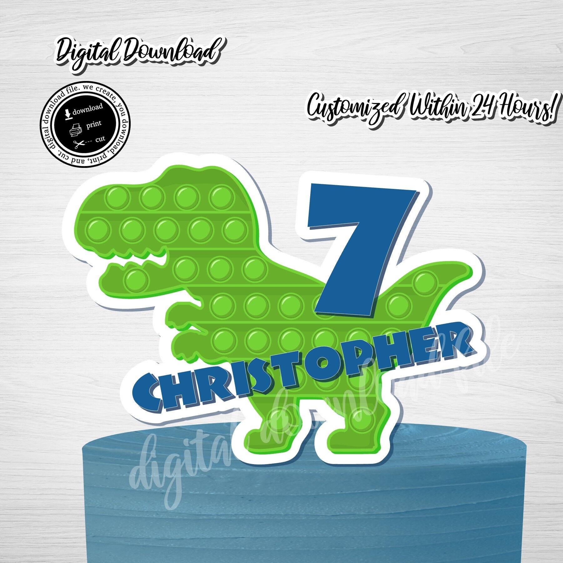 Printable DINOSAUR POP It Cake Topper Pop It Cake Topper - Etsy