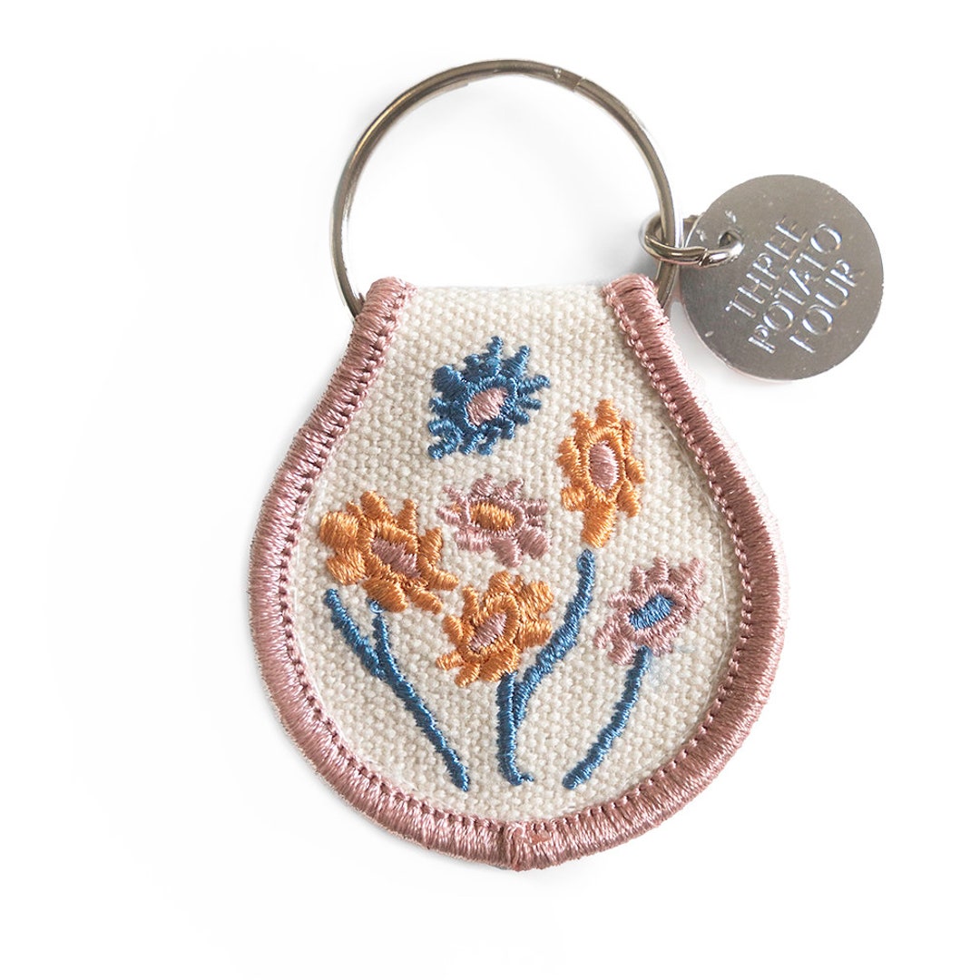 Patch Keychain - Pink Floral - Etsy