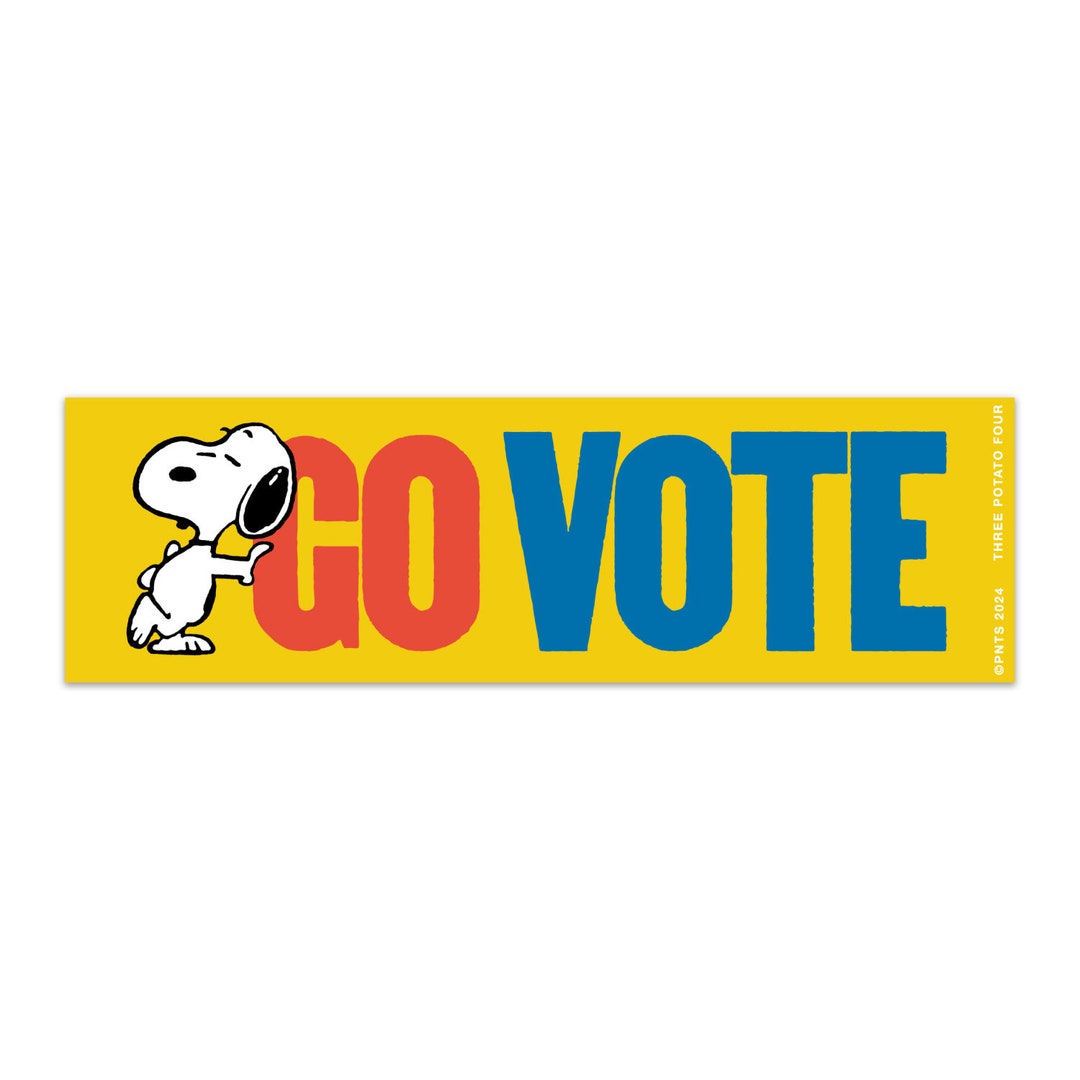 3P4 X Peanuts® - Snoopy Go Vote Bumper Magnet - Etsy