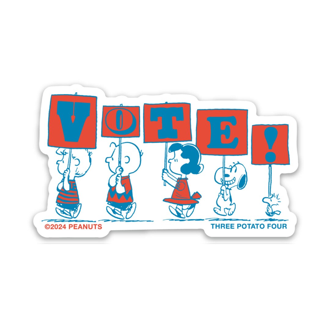 3P4 X Peanuts® - Snoopy and Friends "vote" Signs Sticker - Etsy