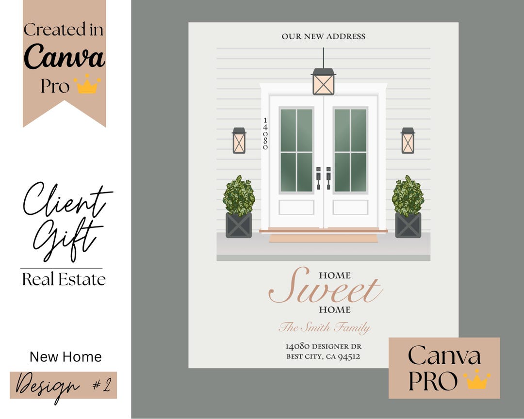Double White Doors New Home Address Postcard: Real Estate Client Gift ...