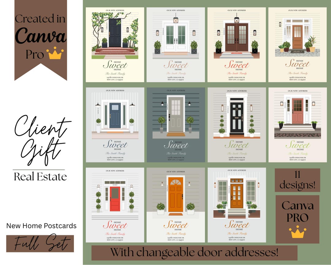 Real Estate Client Gift: New Home Postcard Set (canva PRO) - Etsy