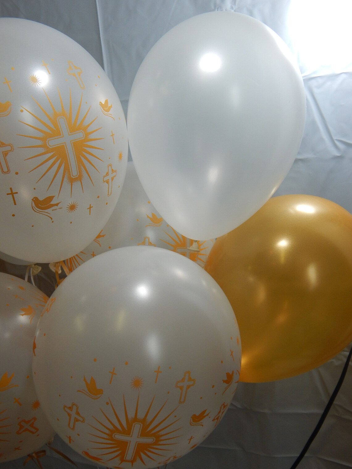 Cross Balloons Gold Cross Gold Doves Christening Balloons - Etsy