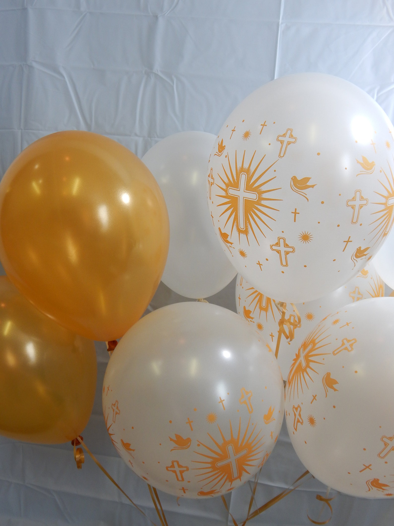 Cross Balloons Gold Cross Gold Doves Christening Balloons - Etsy