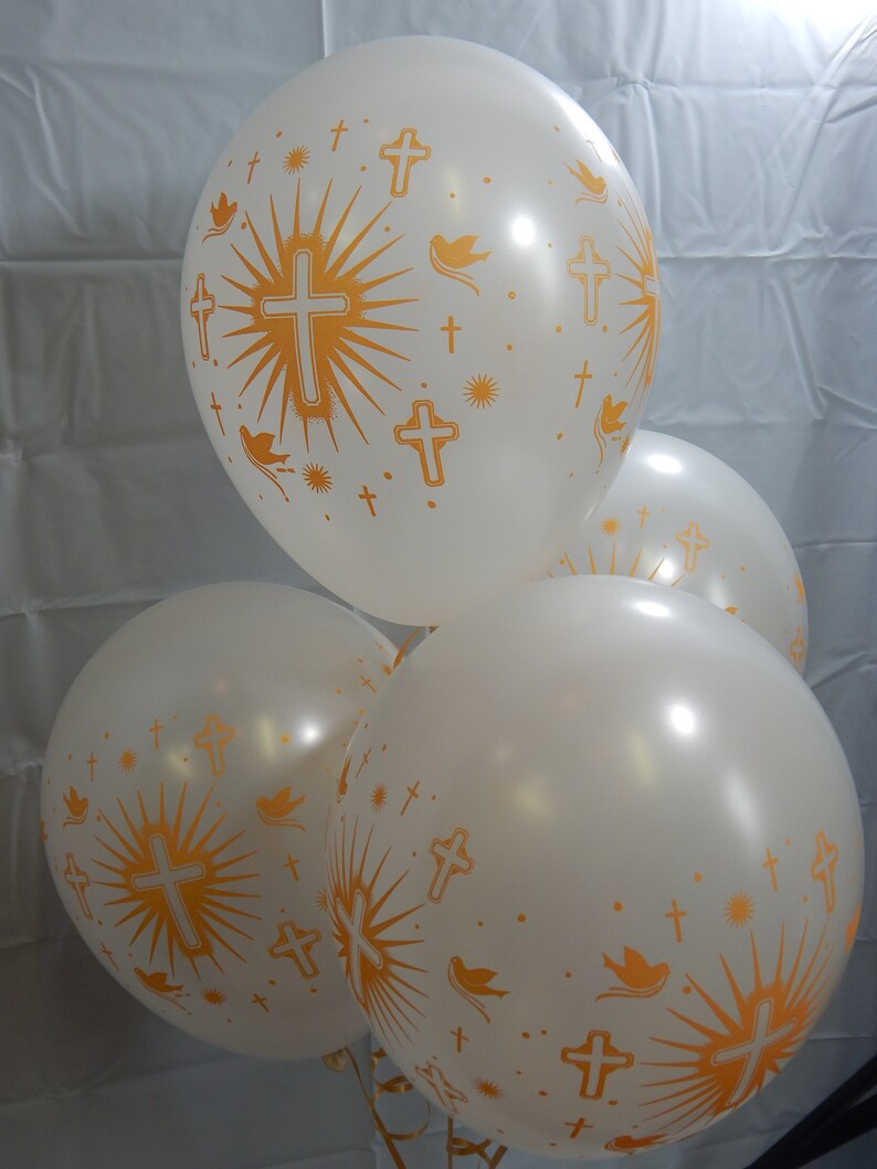 Cross Balloons, Gold Cross, Gold Doves, Christening Balloons, Baptism ...