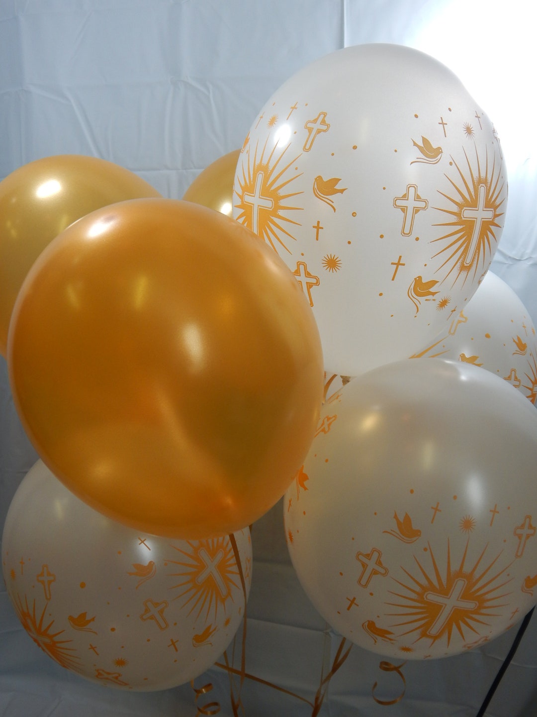 Cross Balloons, Gold Cross, Gold Doves, Christening Balloons, Baptism ...