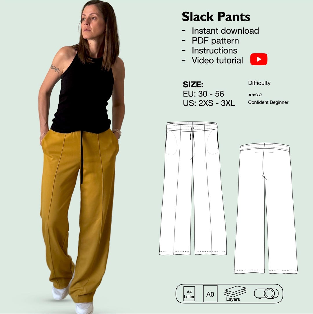 Women Wide Leg Pants Pdf Pattern, Track Pants, Palazzo Pants, Pants ...