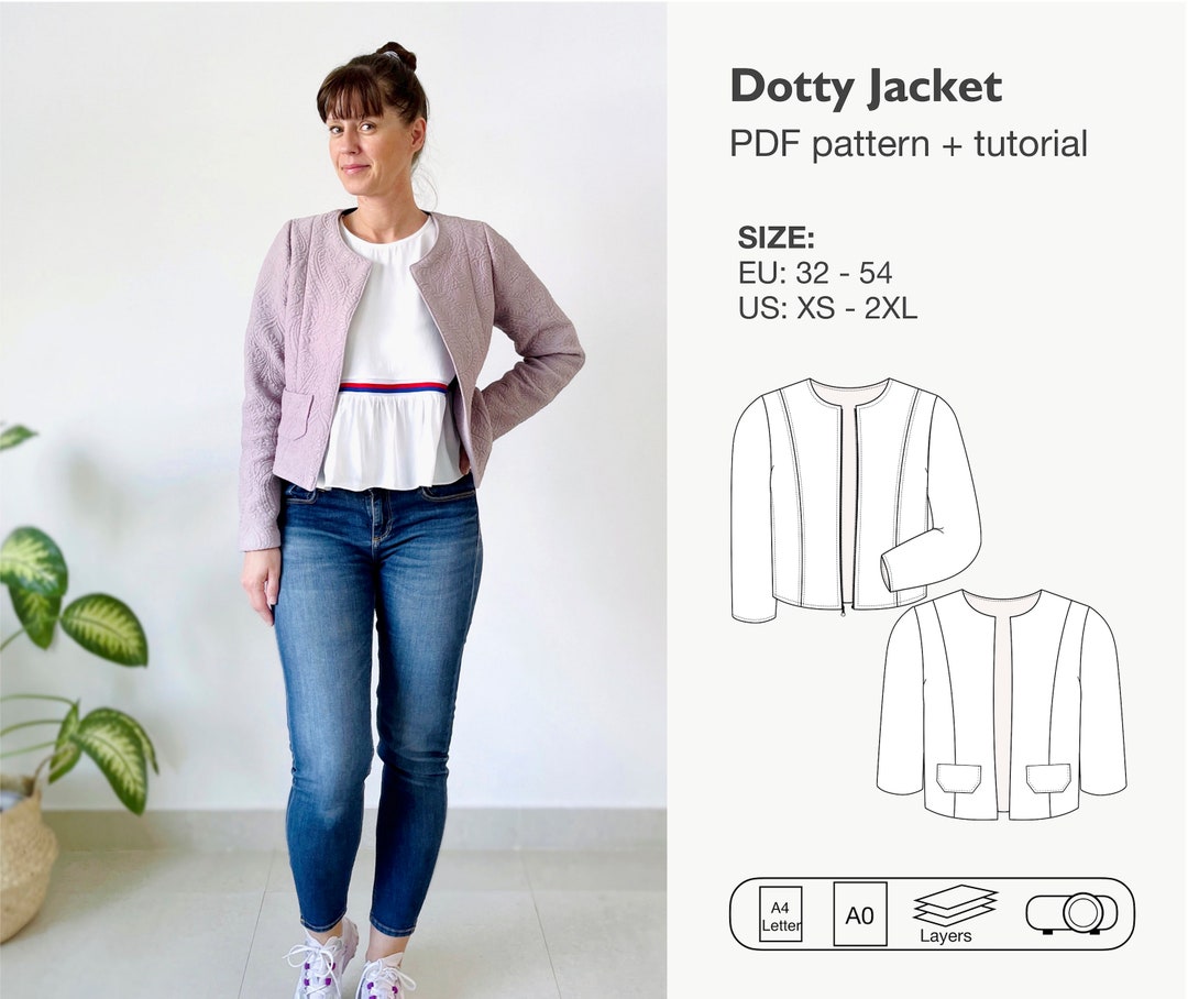 Women Short Jacket Sewing Pattern, Short Coat Pattern, Cropped Jacket ...