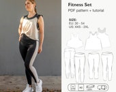 Fitness Set Sewing Pattern Capri Leggings Pattern Yoga High - Etsy