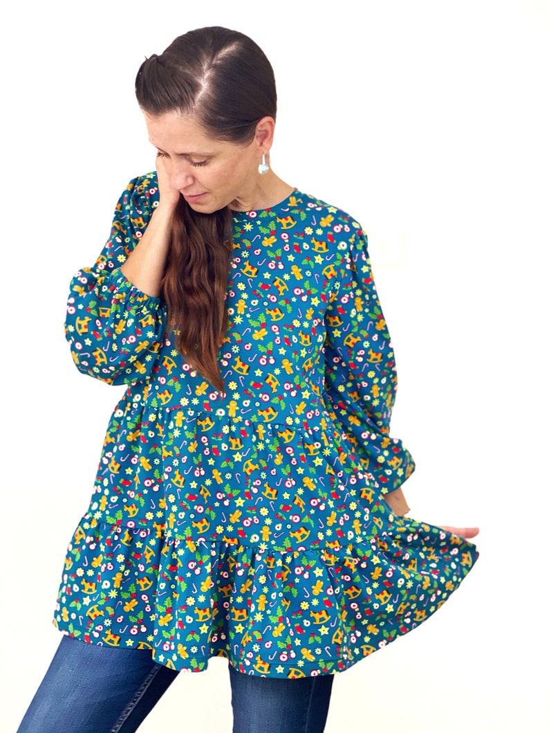 Women Tiered Dress Sewing Pattern, Ruffle Dress Top Tunic Pdf Pattern ...