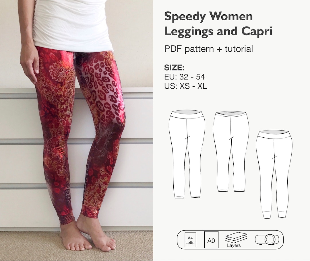 Quick Women Leggings and Capri Sewing Pattern, Easy Leggings Pattern, Women Capri Pants ...
