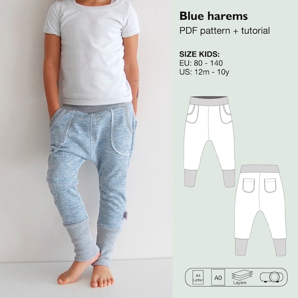 Harem Kids Pants Pattern - Etsy