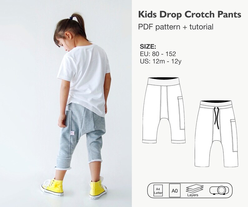 Kids Drop Crotch Pants Sewing Pattern Baby Harem Pants Boys - Etsy